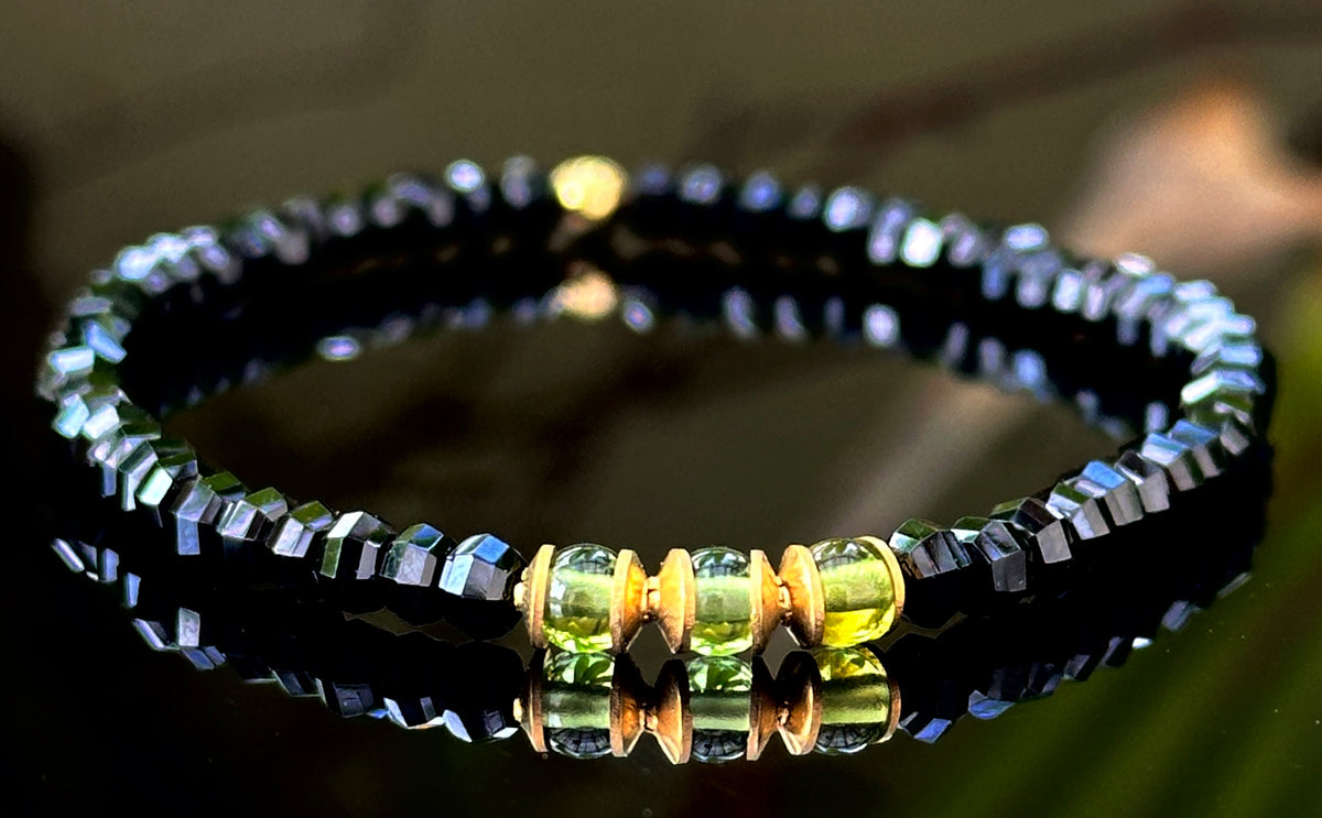 High-End Spinel with AAA Peridot Men's Bracelet - Artisan Designed in ...